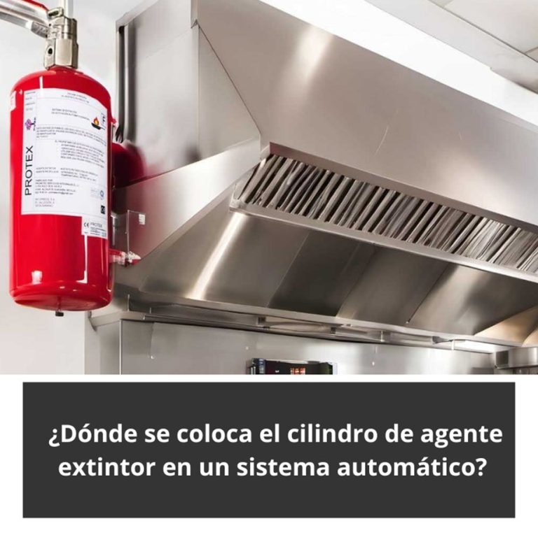 ¿Dónde se coloca el cilindro de agente extintor en un sistema automático?